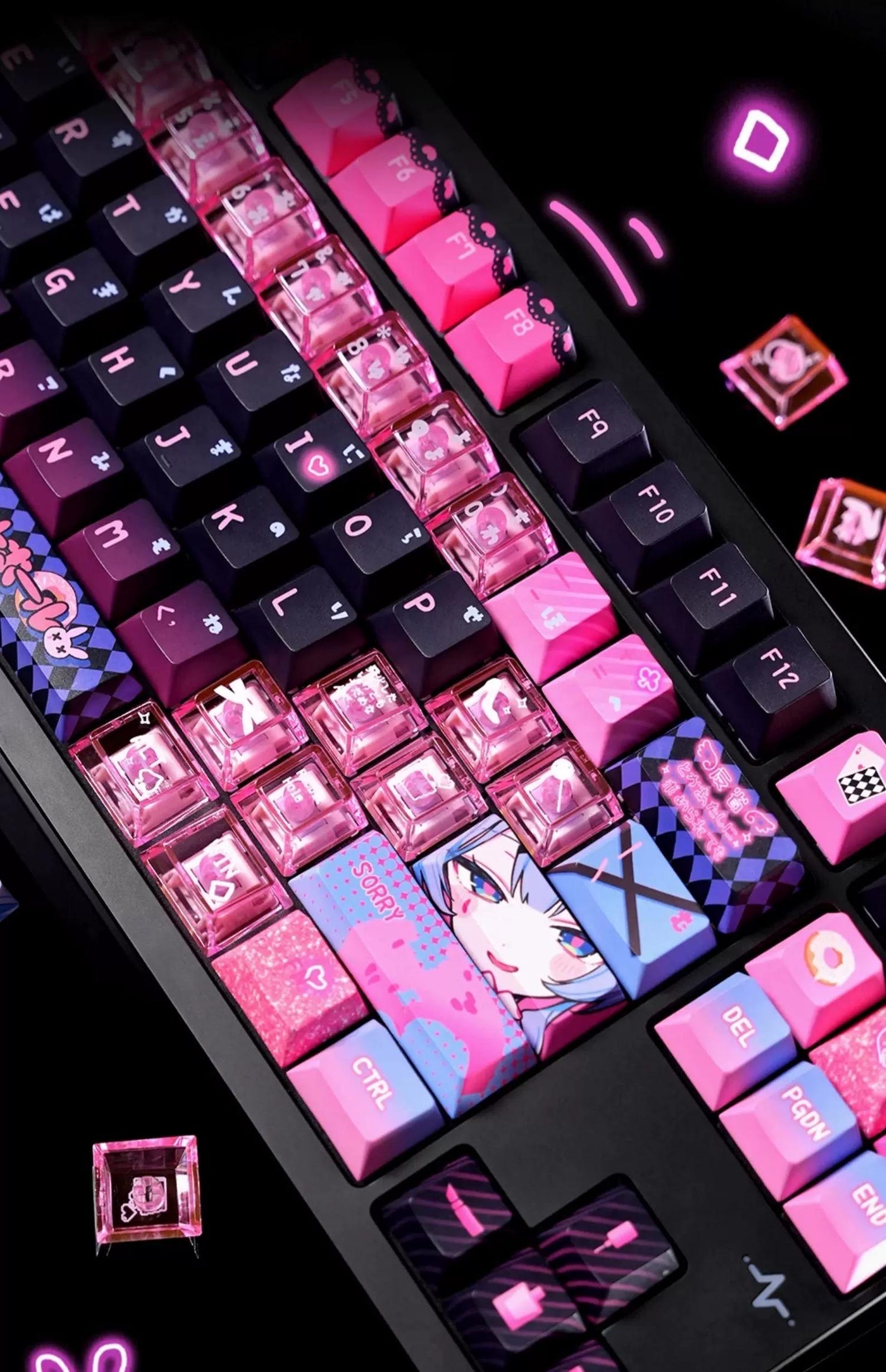Rabbit Hole Miku PBT Keycaps: 130+36PC -key Cherry Profile Custom Set ...