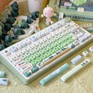 Forest Bird English PBT 141 Keys MOA Profile Keycaps Set, Cute Keycaps ...