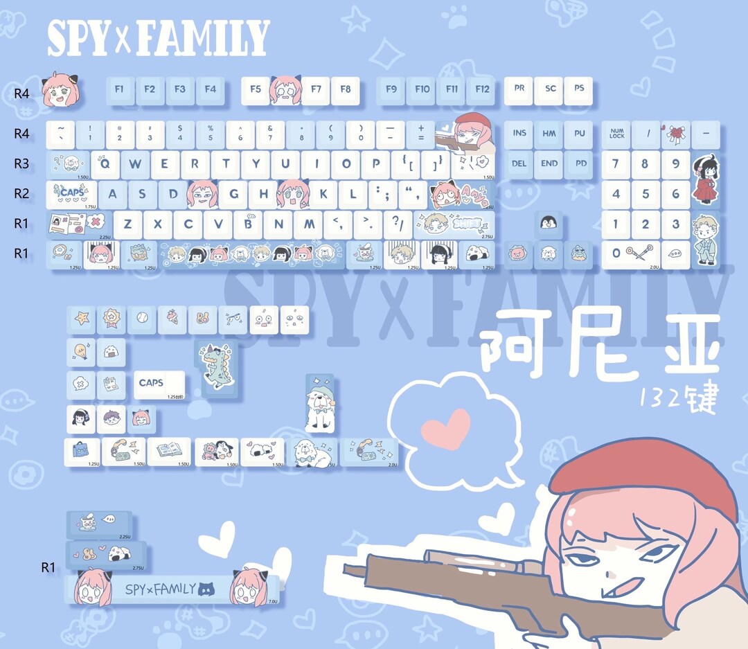 Spy Family PBT 132 Keys MOA Profile Keycaps Set, Cute Keycaps, Custom Keycaps - Etsy