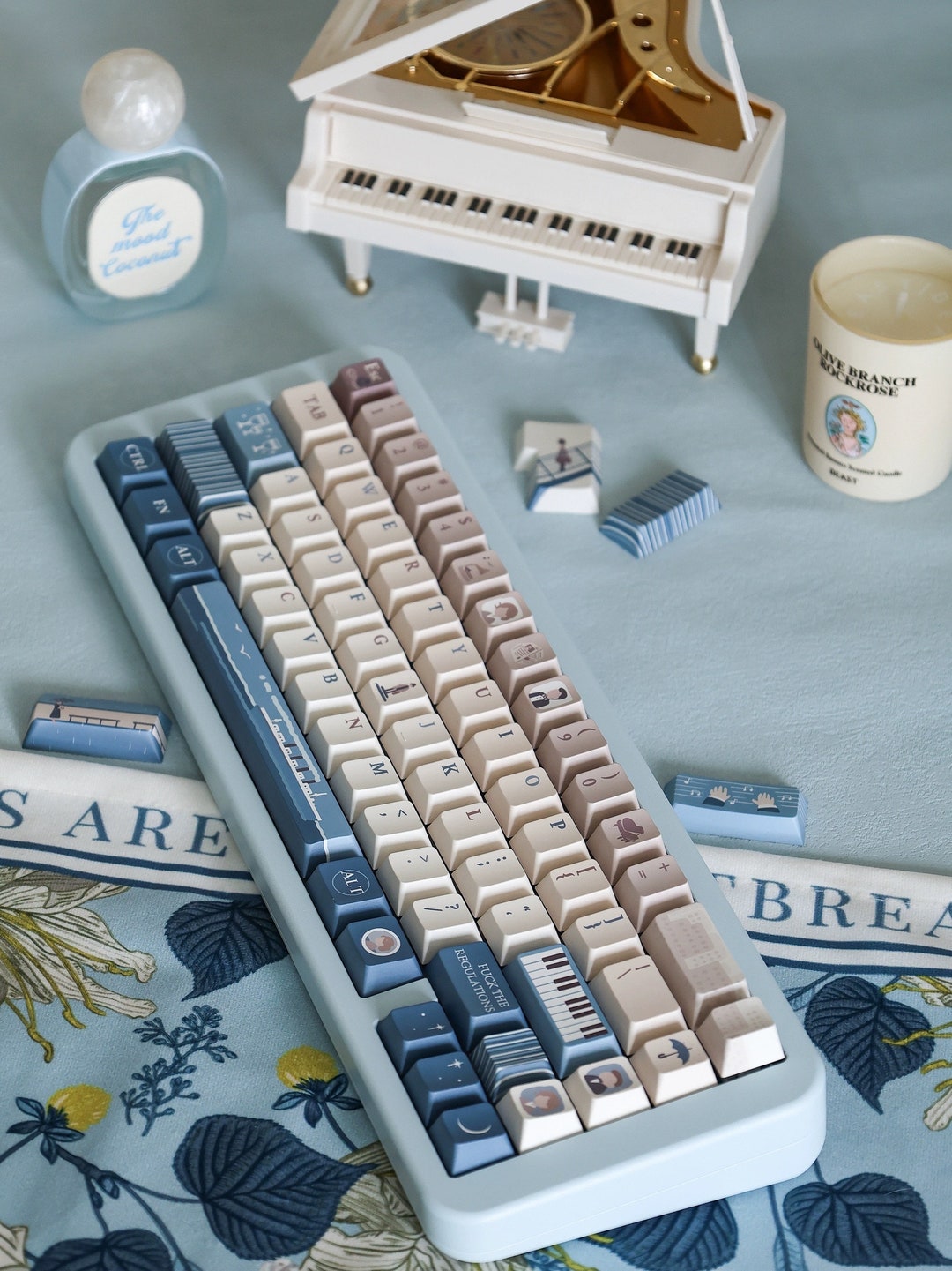 Music 1900 PBT Cherry Profile Keycaps Set, Cute Keycaps, Custom Keycaps ...