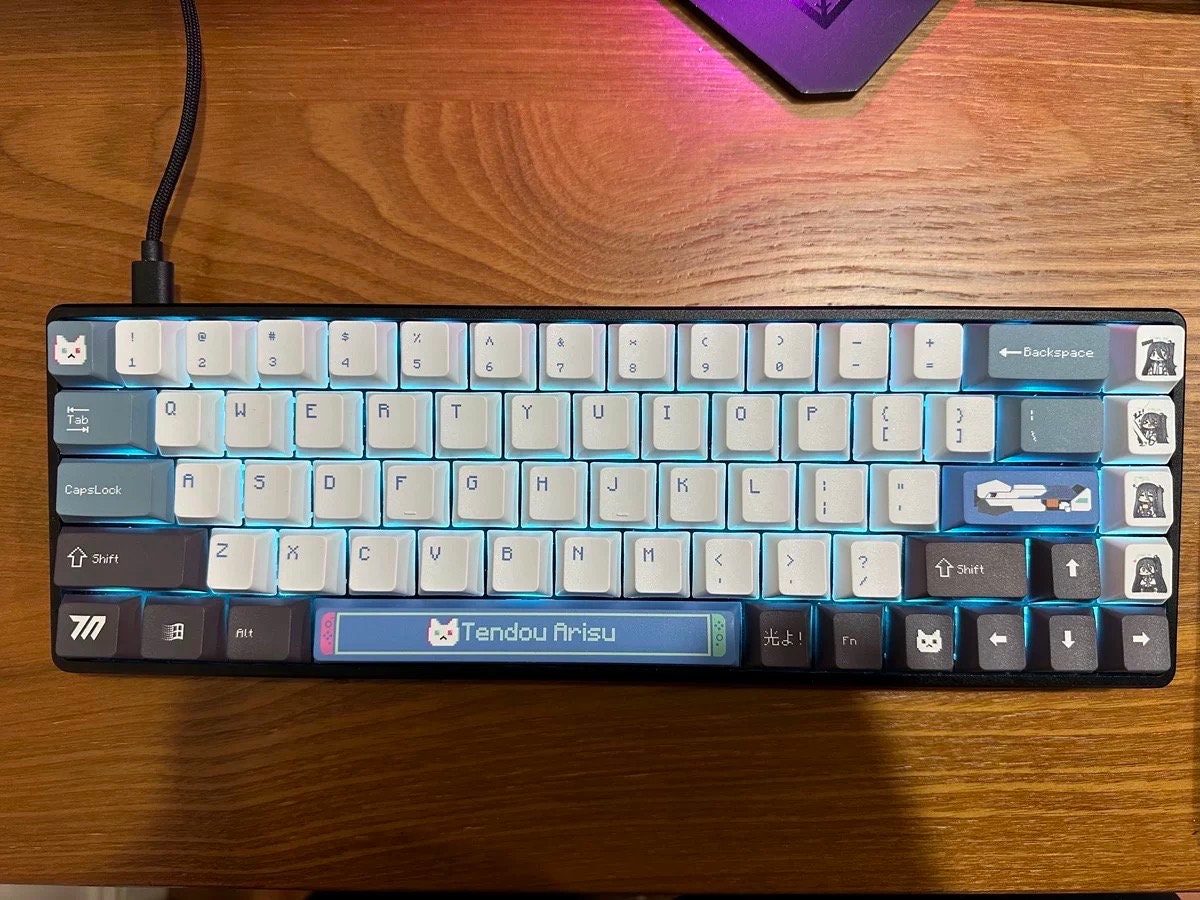 Blue Archive Tendou Arisu PBT 140 Keys Cherry Profile Keycaps Set, Cute ...