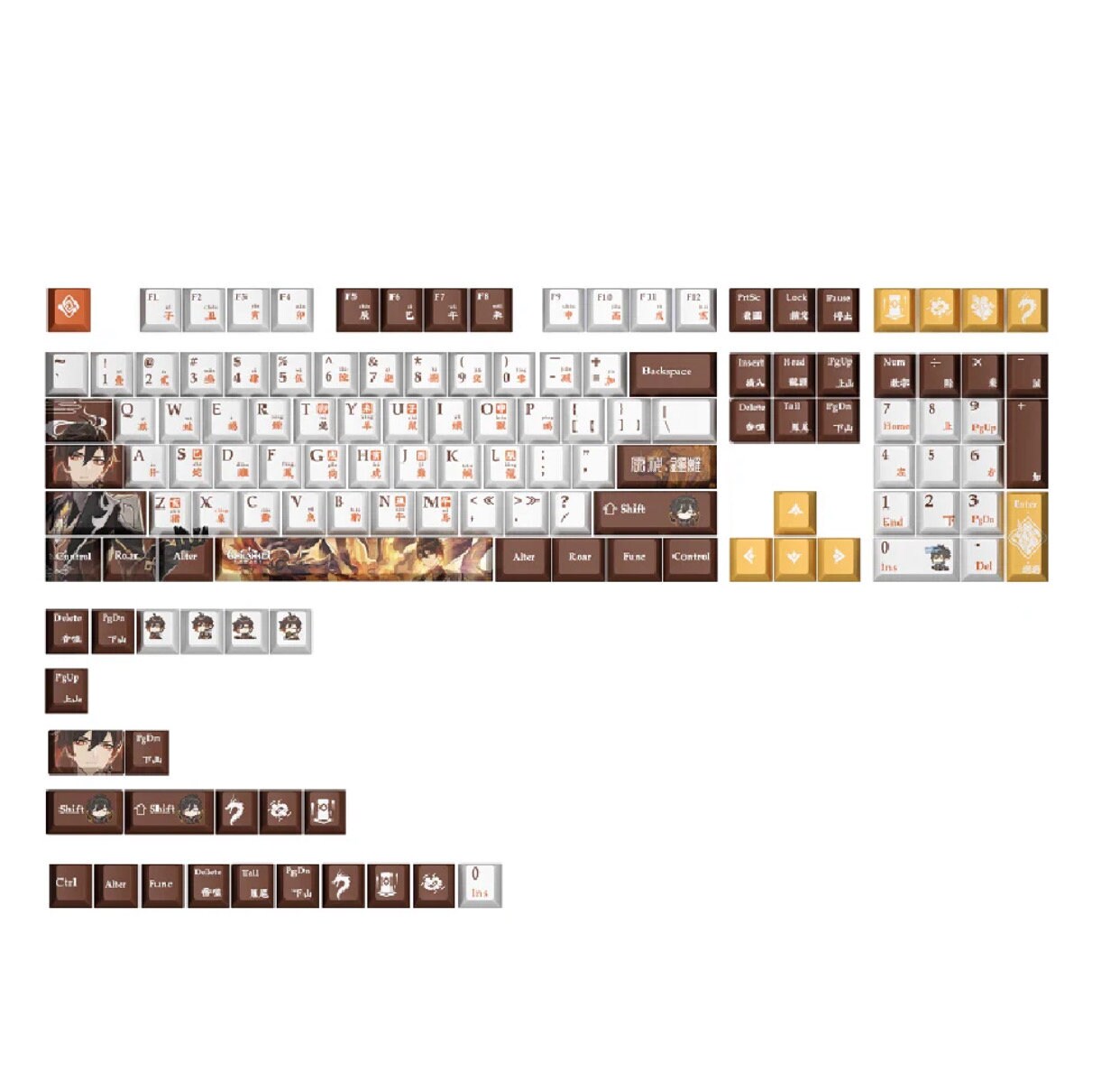 Genshin Impact Zhongli PBT 128 Keys Cherry Profile Keycaps Set, Cute Keycaps, Mousepad - Etsy