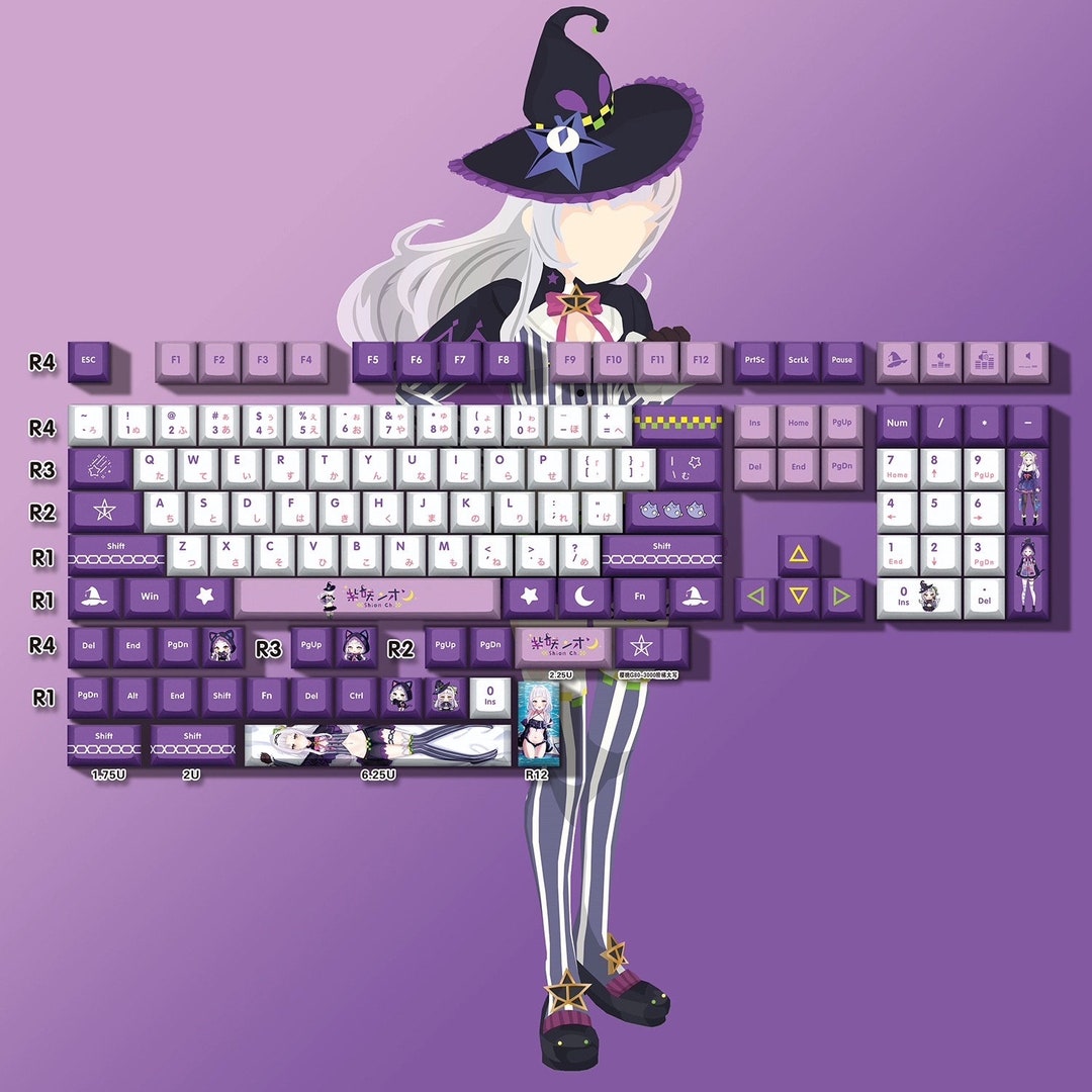 Murasaki Shion Keycaps: Hololive PBT Dye Sub Cherry Profile - 132 Keys ...