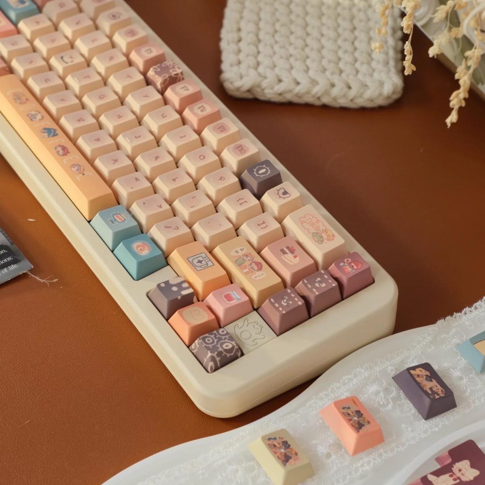 Week Coffee PBT 142 Keys Cherry Profile Keycaps Set, Cute Keycaps ...