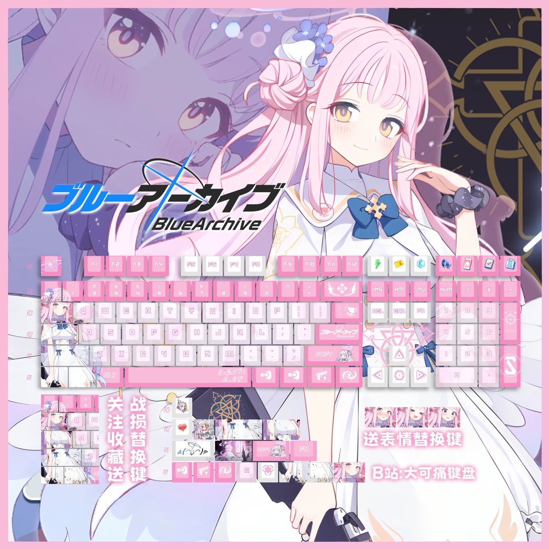 Blue Archive Misono Mika Keycaps: PBT Dye Sub Cherry Profile - 128 Keys ...