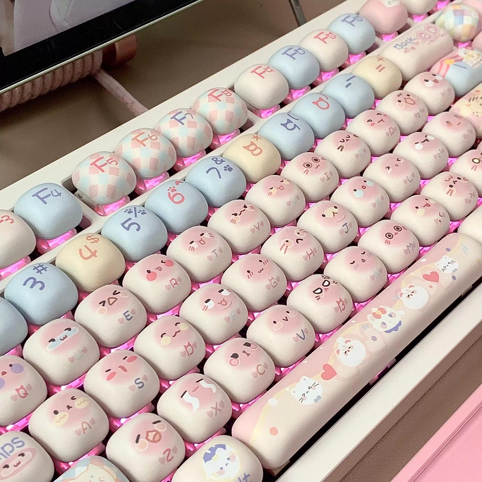 Mochi Cat Keycaps: English PBT Dye Sub MOG Profile Set - Etsy