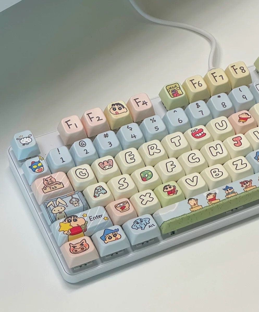 Shin-chan English PBT 142 Keys MDA Profile Keycaps Set, Cute Keycaps ...
