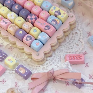 Bird Swim Six Flower English PBT 130 Keys MOA Profile Keycaps Set, Cute ...