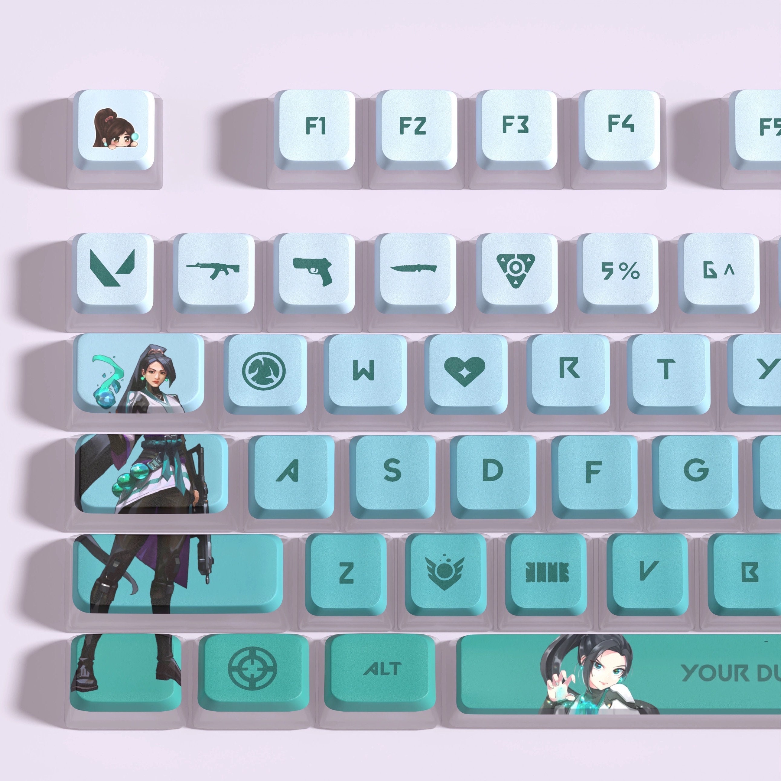 Valorant Sage Transparent PBT 119 Keys ASA Profile Keycaps Set, Cute ...