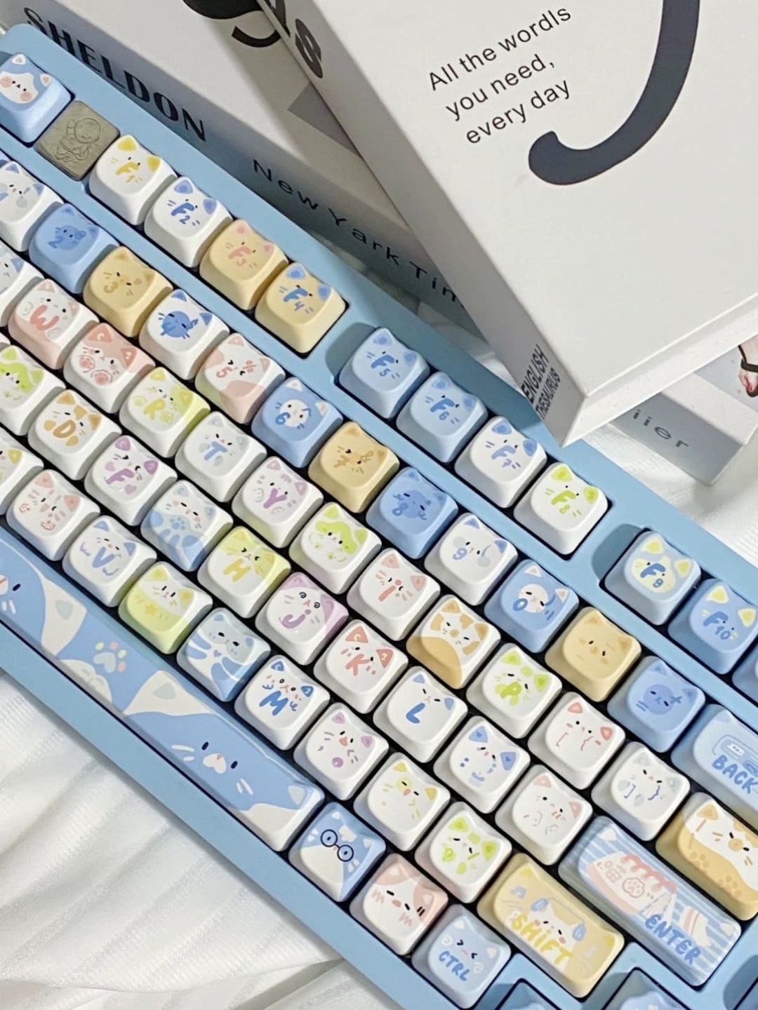 Cat Party PBT 142 Keys MAO Profile Keycaps Set, Cute Keycaps, Custom ...