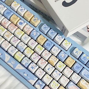 Cat Party PBT 142 Keys MAO Profile Keycaps Set, Cute Keycaps, Custom ...