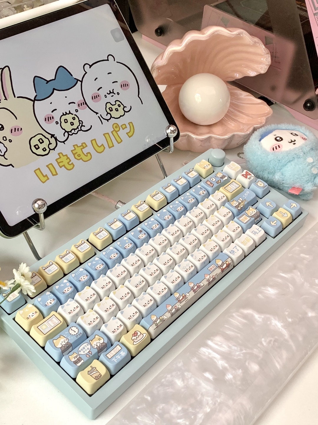 Working Kitten Cat PBT 142 Keys MAO Profile Keycaps Set, Cute Keycaps ...