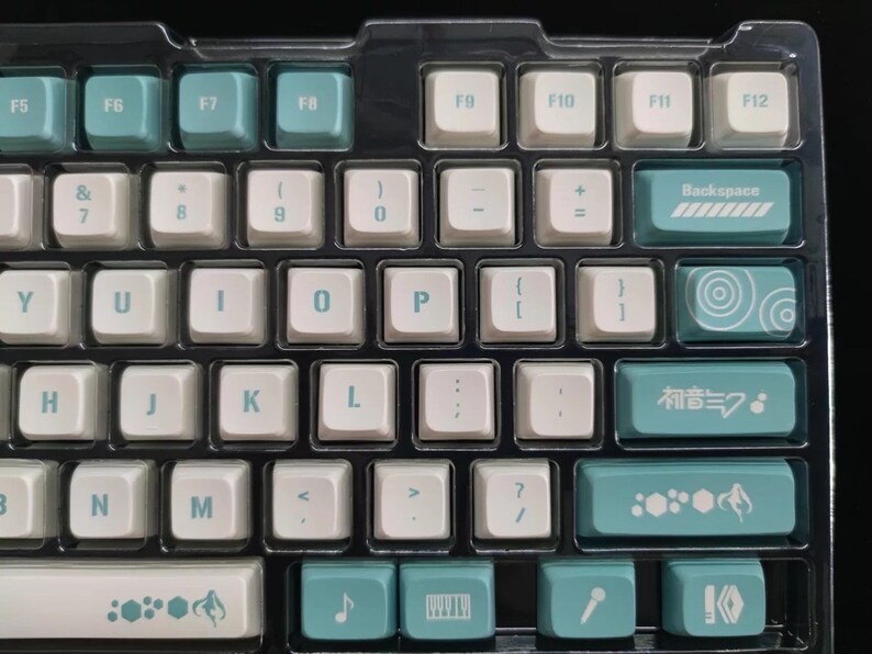 Hatsune Miku PBT 128 Keys Cherry Profile Keycaps Set, Cute Keycaps ...