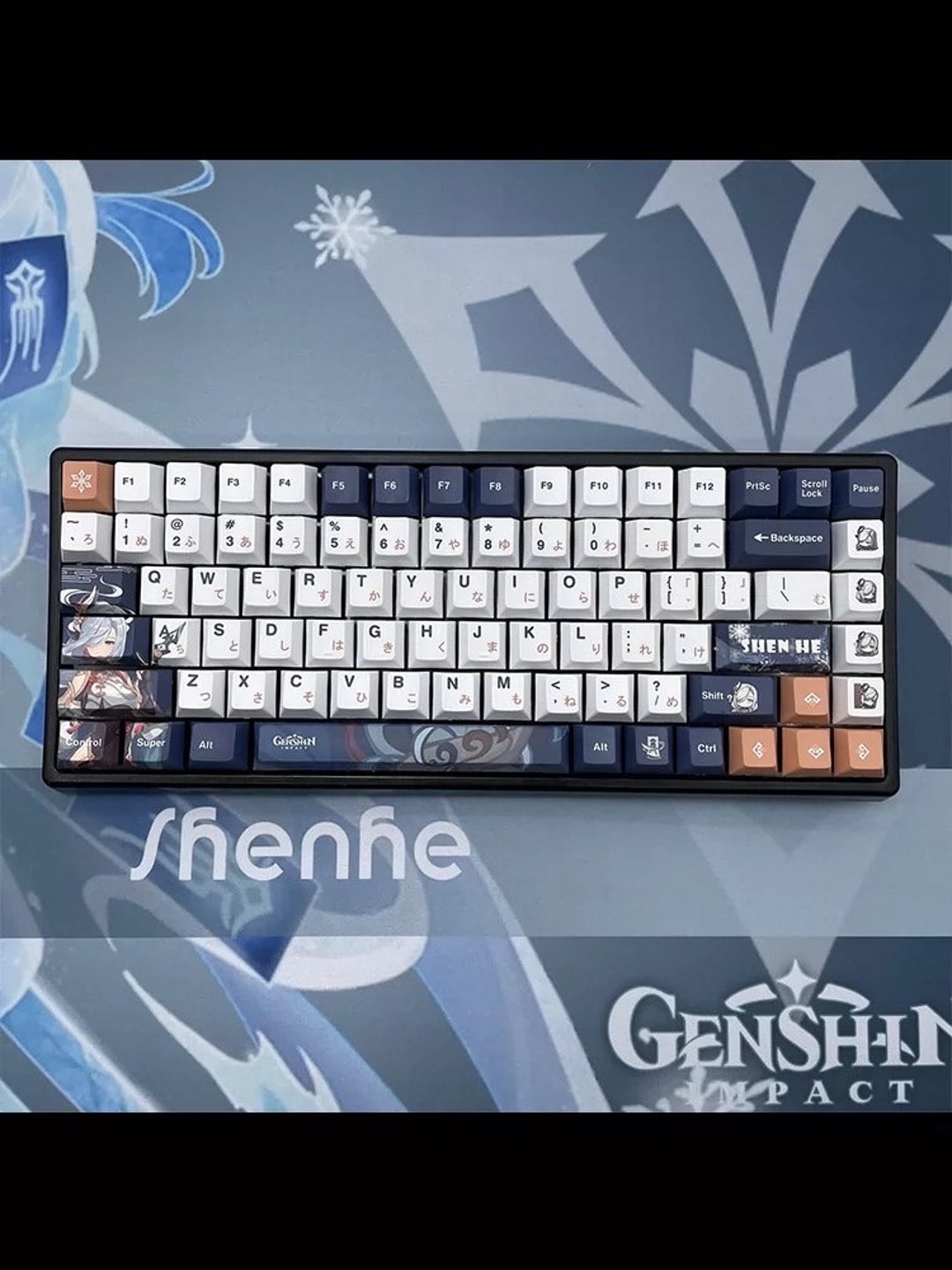 Genshin Impact Shenhe PBT 128 Keys Cherry Profile Keycaps Set, Cute ...