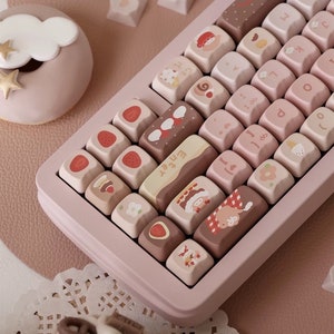 Strawberry Chocolate PBT Keycap Set: 140 MAO Profile Dye-sub - Etsy
