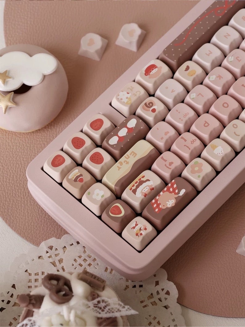 Strawberry Chocolate PBT Keycap Set: 140 MAO Profile Dye-sub - Etsy