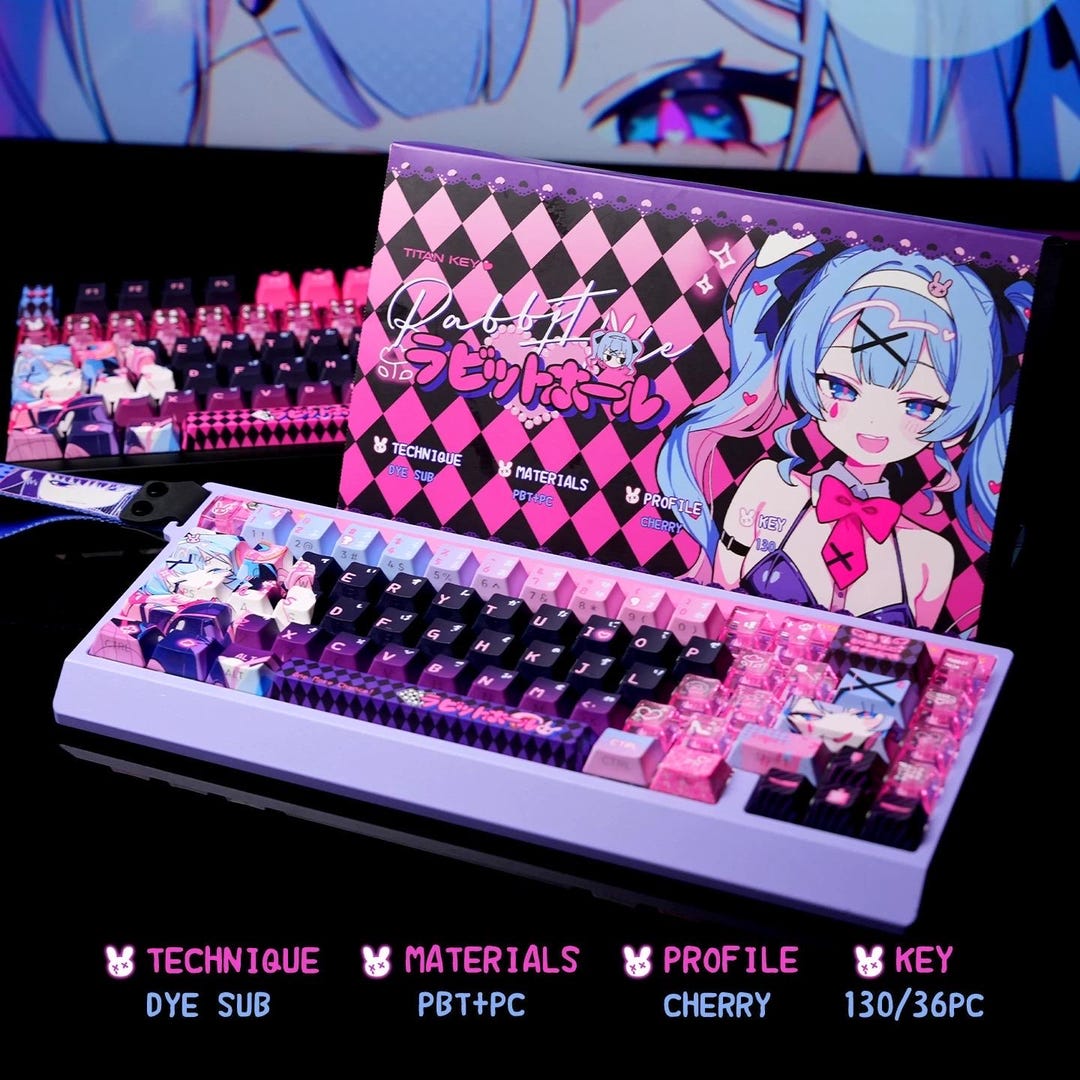 Rabbit Hole Miku PBT Keycaps: 130+36PC -key Cherry Profile Custom Set ...
