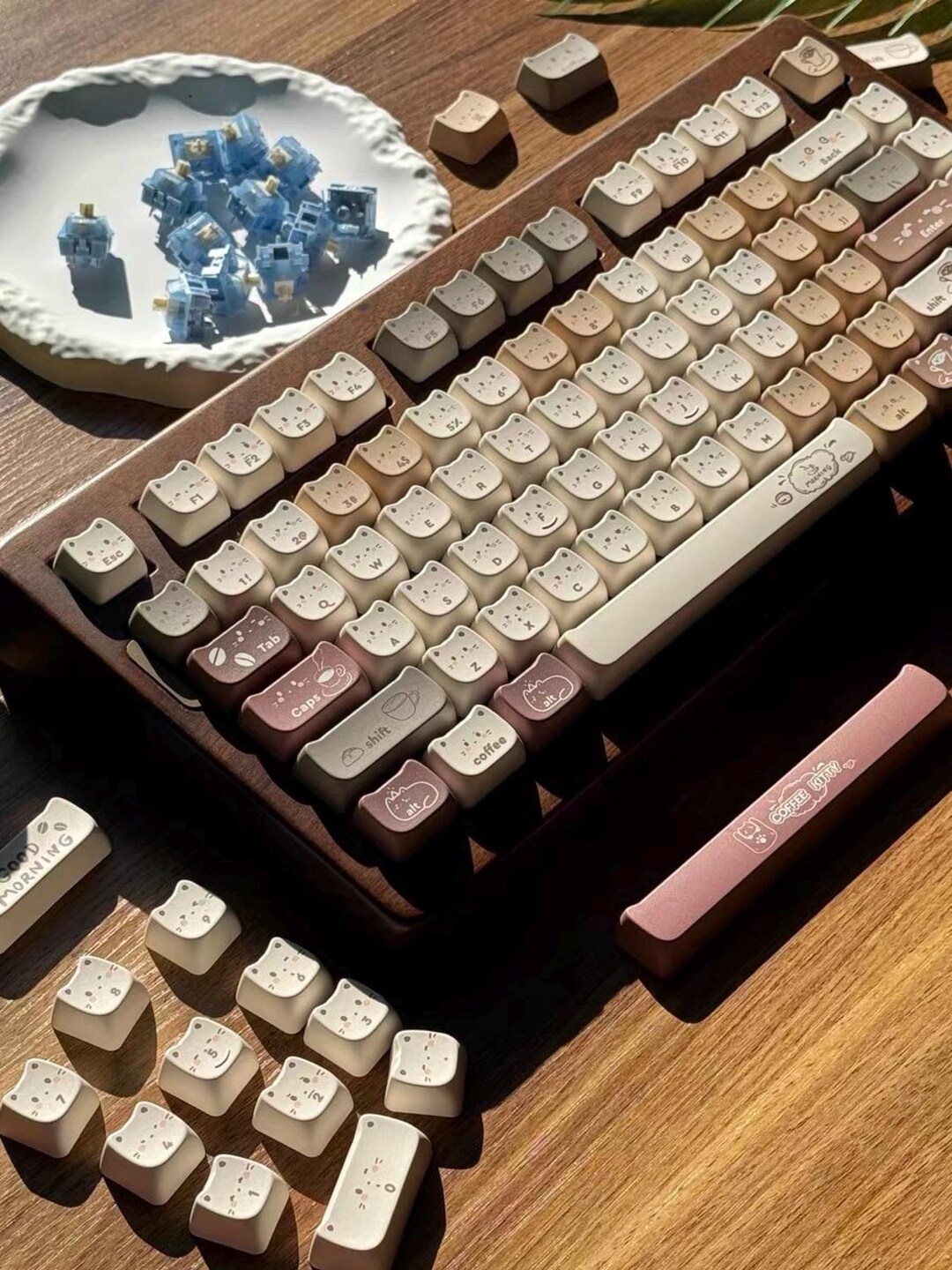 Coffee Kitty Keycaps, PBT Dye Sublimation, MAO Profile, 120+ Keys - Etsy
