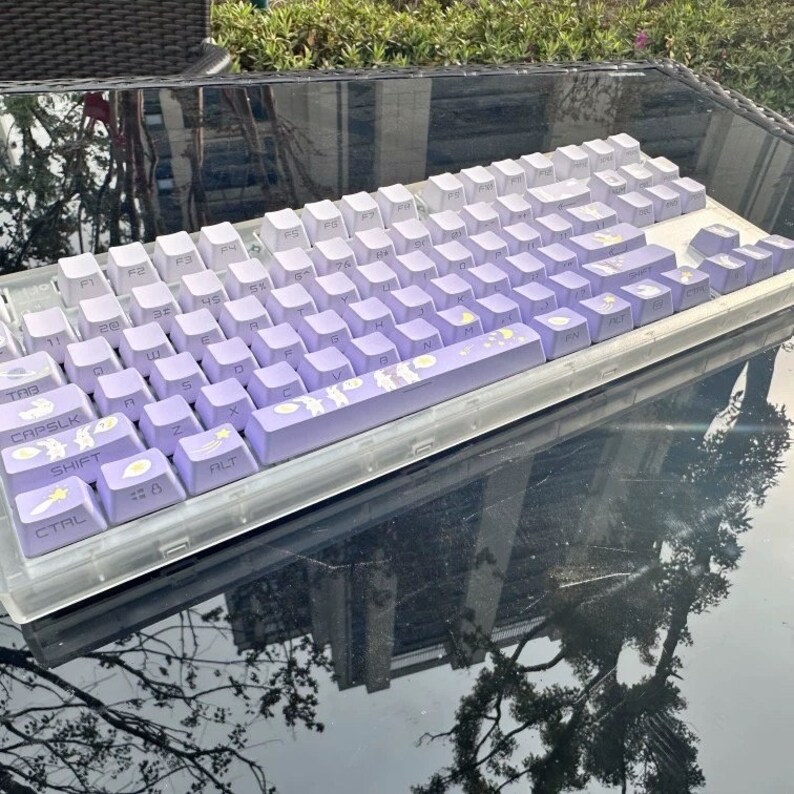 Star Bunny Purple English PBT 130 Keys OEM Profile Keycaps Set, Cute ...