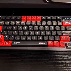 Zeon Zaku II Red PBT 147 Keys PC + Abs Max Profile Keycaps Set, Cute ...