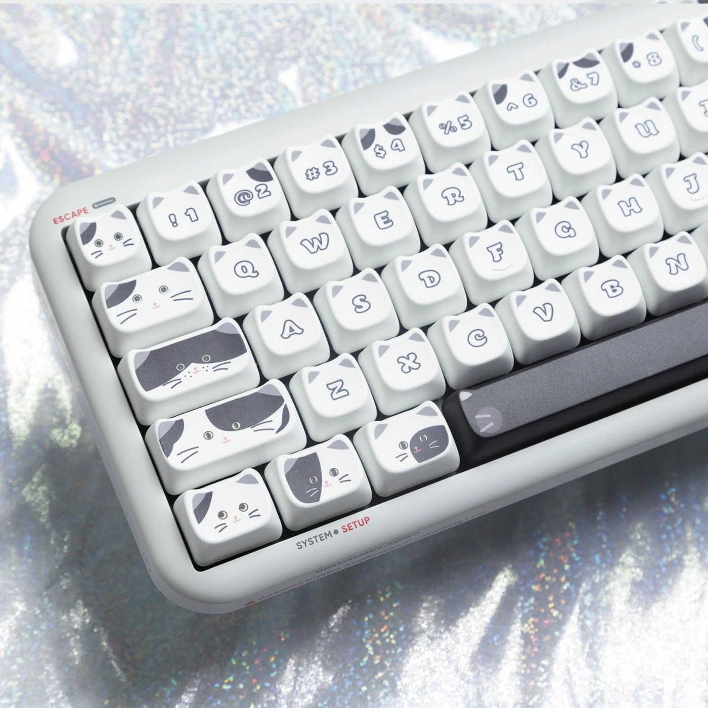 Black White Cats English PBT 134 Keys MAO Profile Keycaps Set, Cute ...