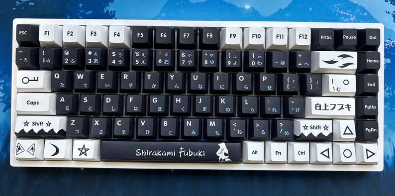 Hololive Shirakami Fubuki Keycaps: PBT Dye Sub Cherry Profile, 132 Keys ...