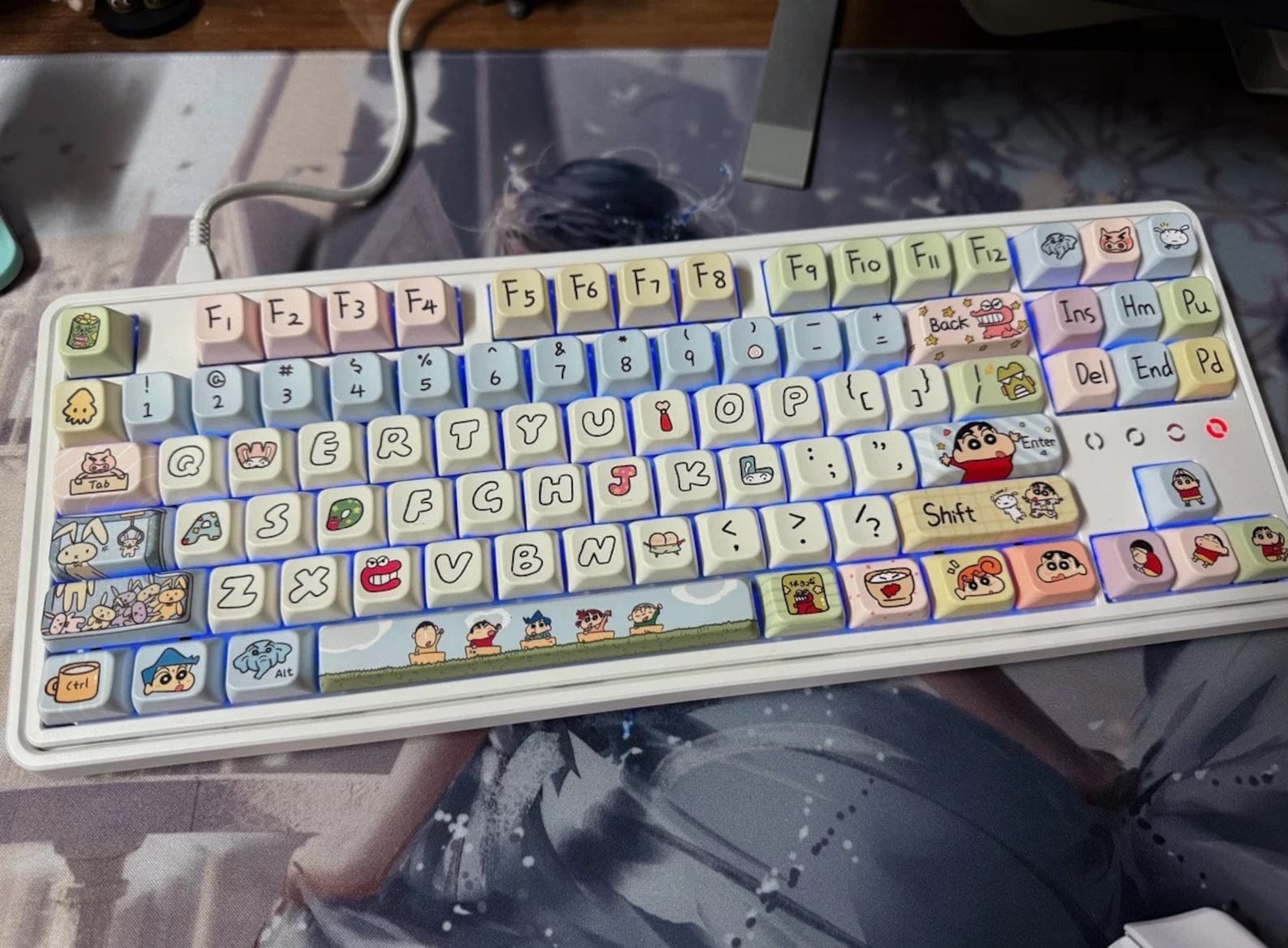 Shin-chan English PBT 142 Keys MDA Profile Keycaps Set, Cute Keycaps ...