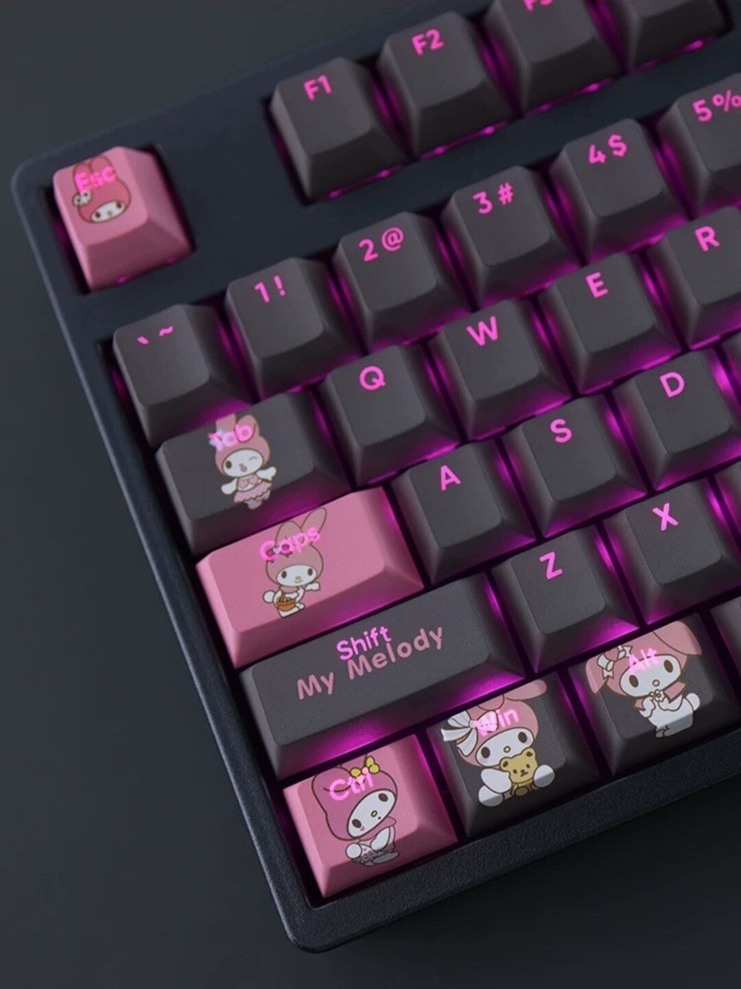 My Melody PBT 108 Keys Cherry Profile Keycaps Set, Cute Keycaps, Custom ...
