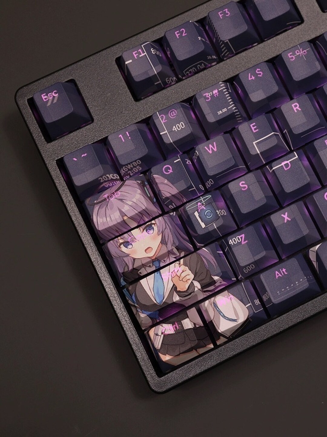 Blue Archive Hayase Yuuka PBT 108 Keys Cherry Profile Keycaps Set, Cute ...