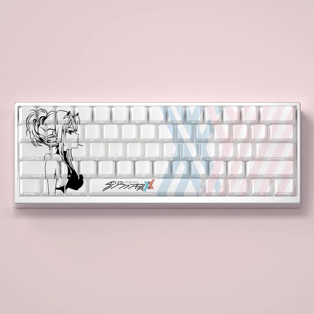 Zero Two Darling PBT 130 Keys Cherry Profile Keycaps Set, Cute Keycaps ...