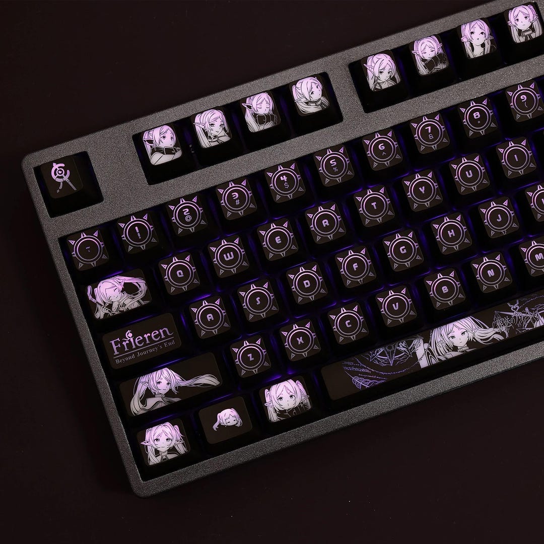 Frieren Black Theme PBT Keycaps: Backlit Cherry Profile, 104 Keys - Etsy