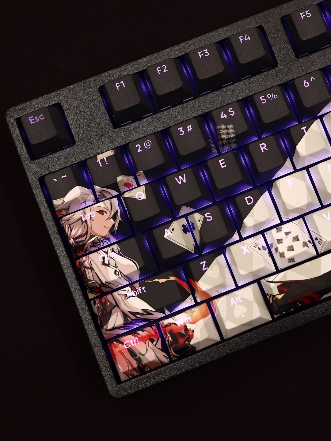 Genshin Impact Arlecchino PBT 108 Keys Cherry Profile Keycaps Set, Cute ...