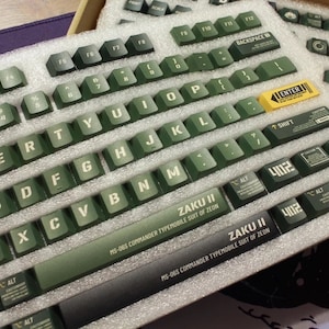 Zeon Zaku II Green Version English PBT 140 Keys KCA Profile Keycaps Set ...