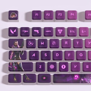 Valorant Reyna Transparent PBT 119 Keys ASA Profile Keycaps Set, Cute ...