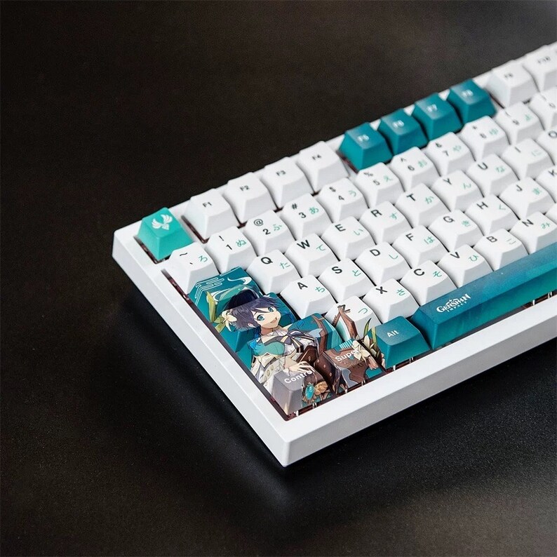 Genshin Impact Venti PBT 128 Keys Cherry Profile Keycaps Set, Cute ...
