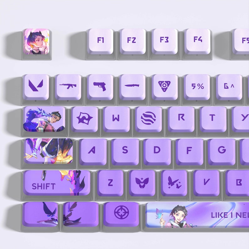 Valorant Clove Transparent PBT 119 Keys ASA Profile Keycaps Set, Cute ...
