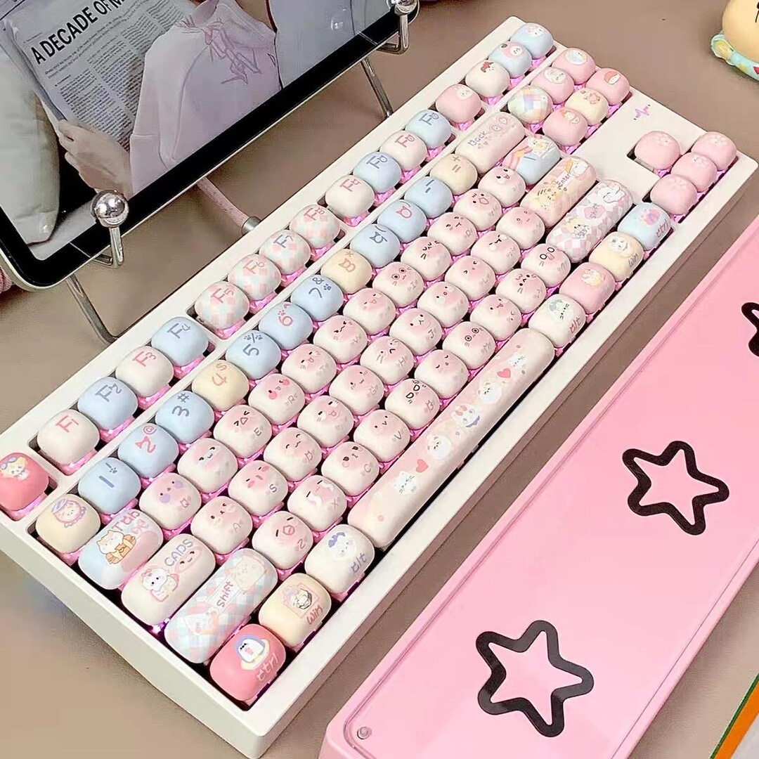 Mochi Cat Keycaps: English PBT Dye Sub MOG Profile Set - Etsy
