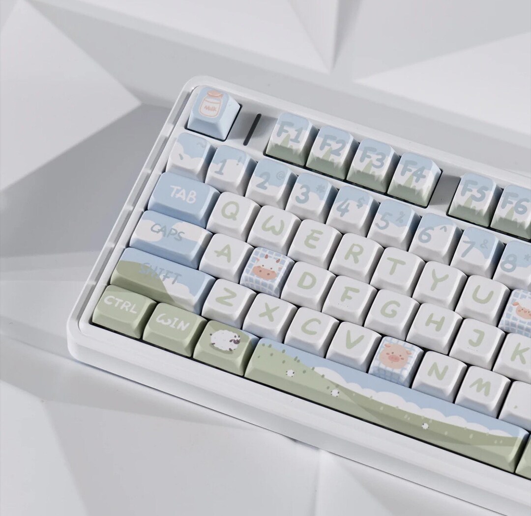 Cow Farm Milk English PBT 142 Keys MDA Profile Keycaps Set, Cute ...