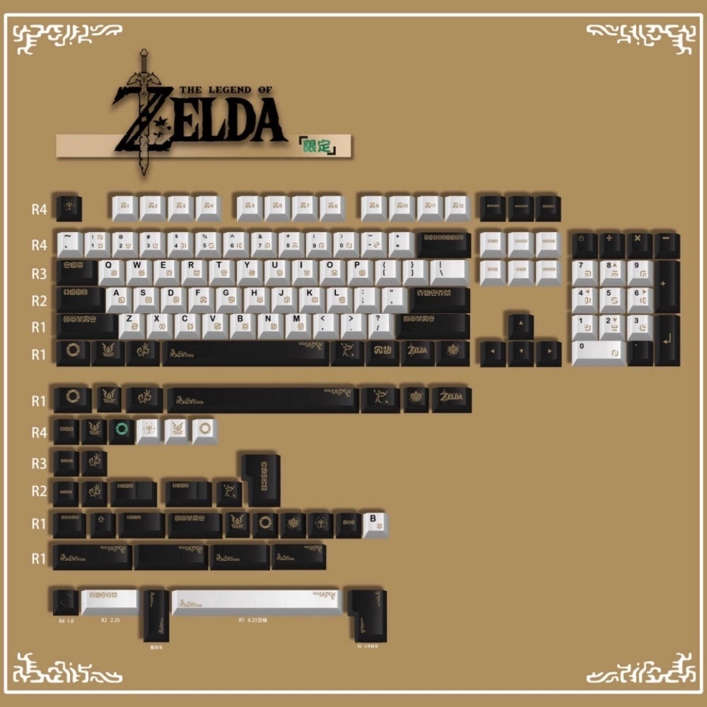 Legend of Zelda PBT 140 Keys Cherry Profile Keycaps Set, Cute Keycaps ...