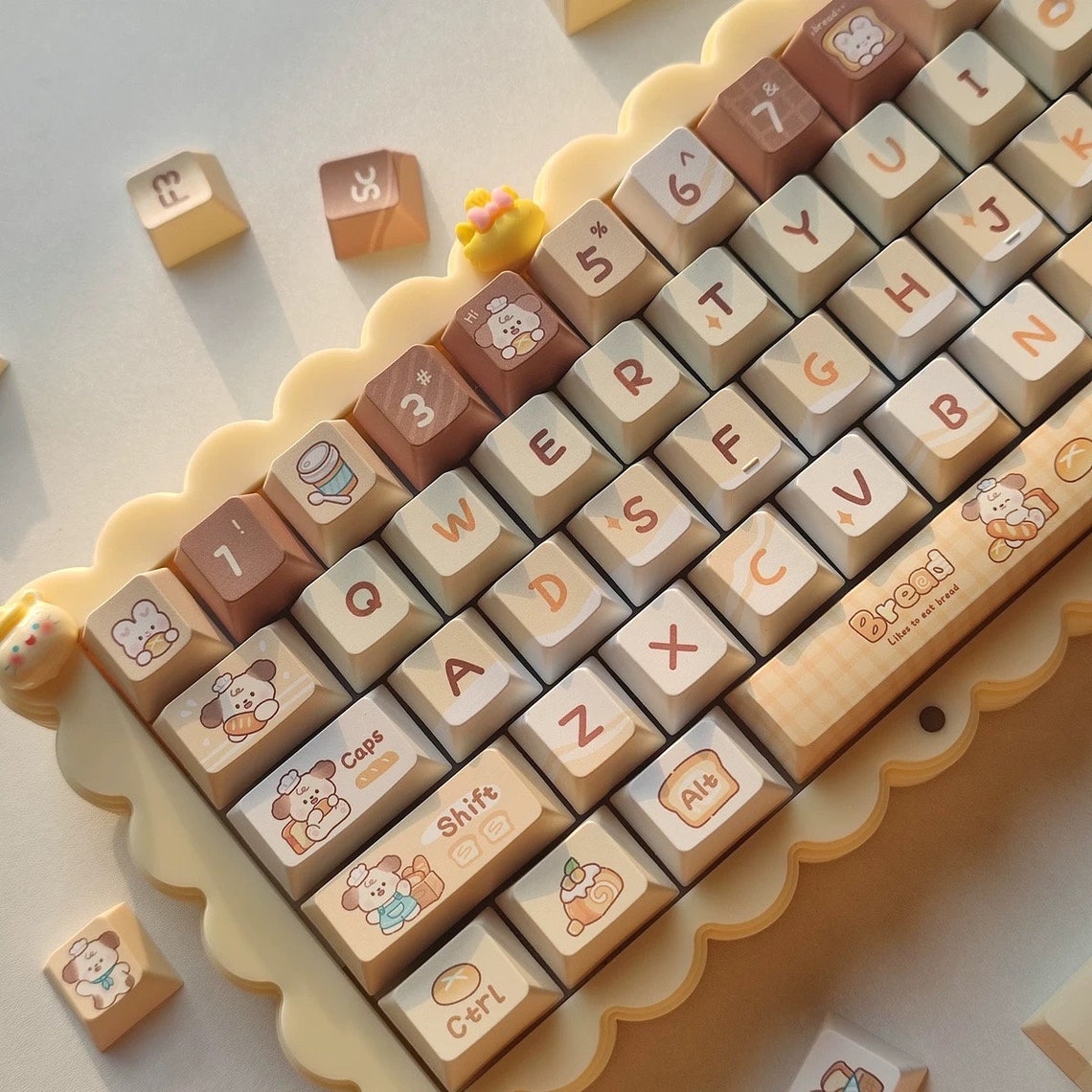 Bread Puppy English PBT 139 Keys Cherry Profile Keycaps Set, Cute ...
