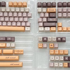 Coffee Bunny English PBT 148 Keys Cherry Profile Keycaps Set, Cute ...
