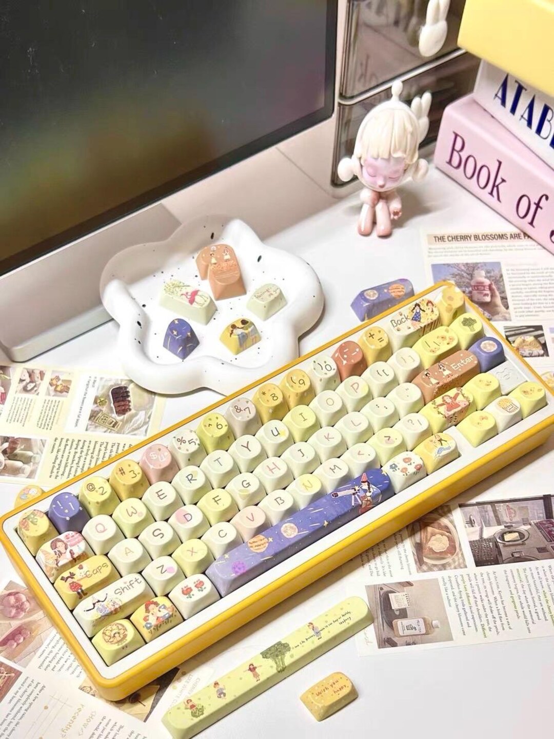 Dreamy Girl PBT 137 Keys Soa/cherry Profile Keycaps Set, Cute Keycaps ...