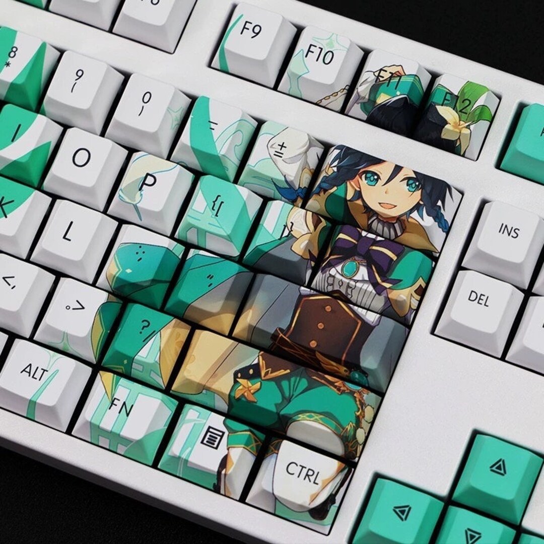 Genshin Impact Venti PBT 108 Keys Cherry Profile Keycaps Set, Cute ...