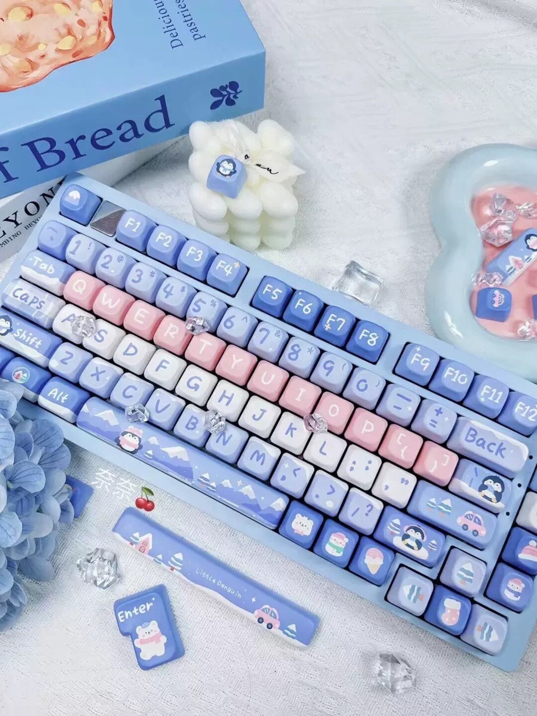 Winter Penguin English PBT 141 Keys FOA Profile Keycaps Set, Cute ...