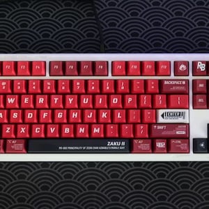Zeon Zaku II Red Version English PBT 140 Keys KCA Profile Keycaps Set ...