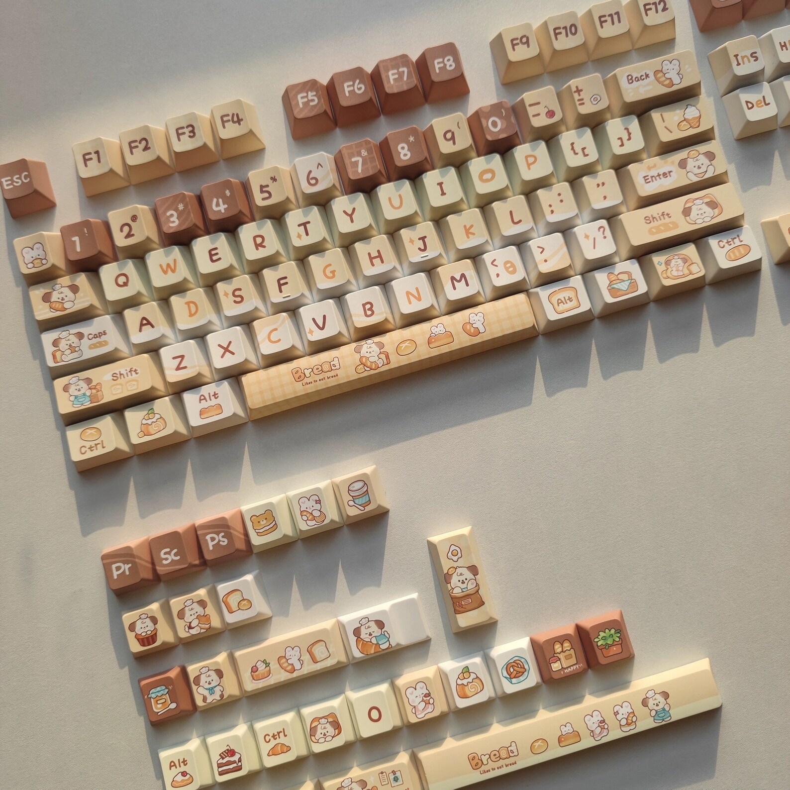 Bread Puppy English PBT 139 Keys Cherry Profile Keycaps Set, Cute ...