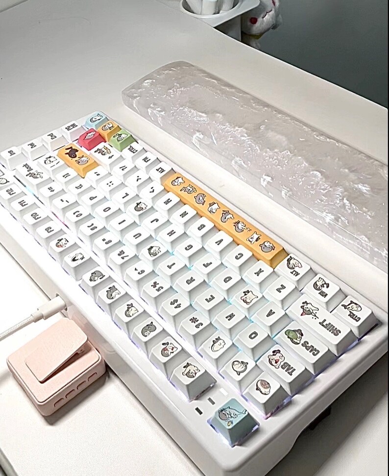 Shark Kitty English PBT 140 Keys Moa/cherry Profile Keycaps Set, Cute ...