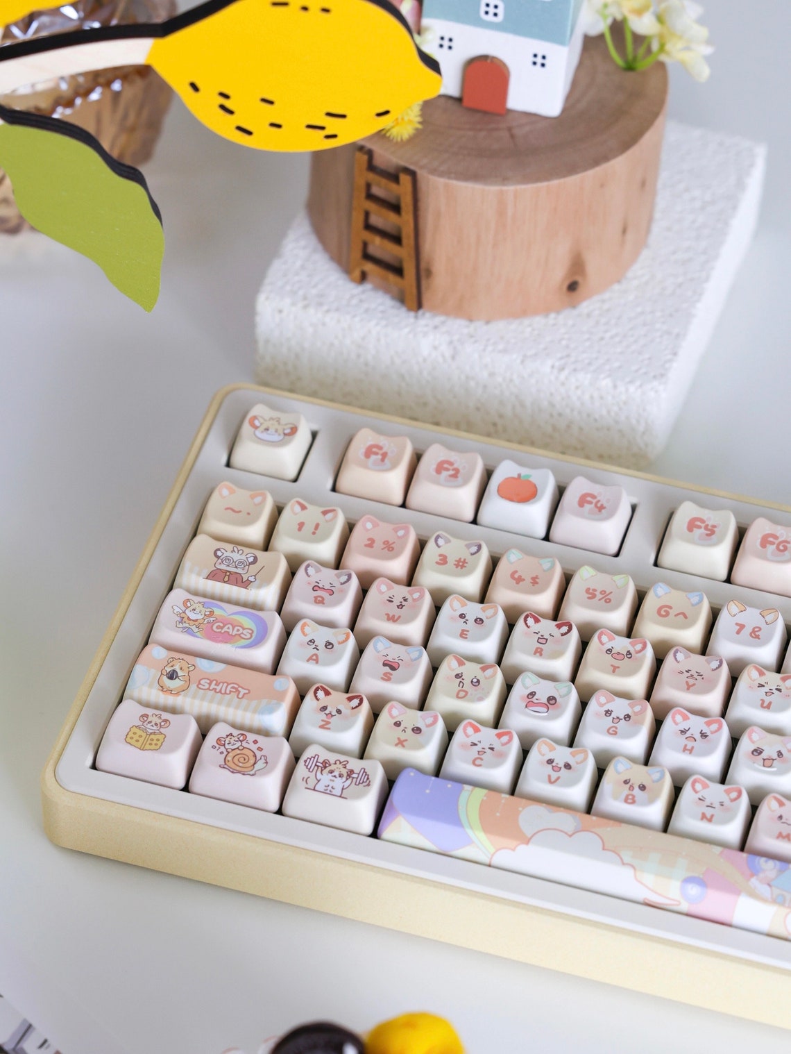 Cute Hamster PBT 142 Keys MAO Profile Keycaps Set, Cute Keycaps, Custom ...
