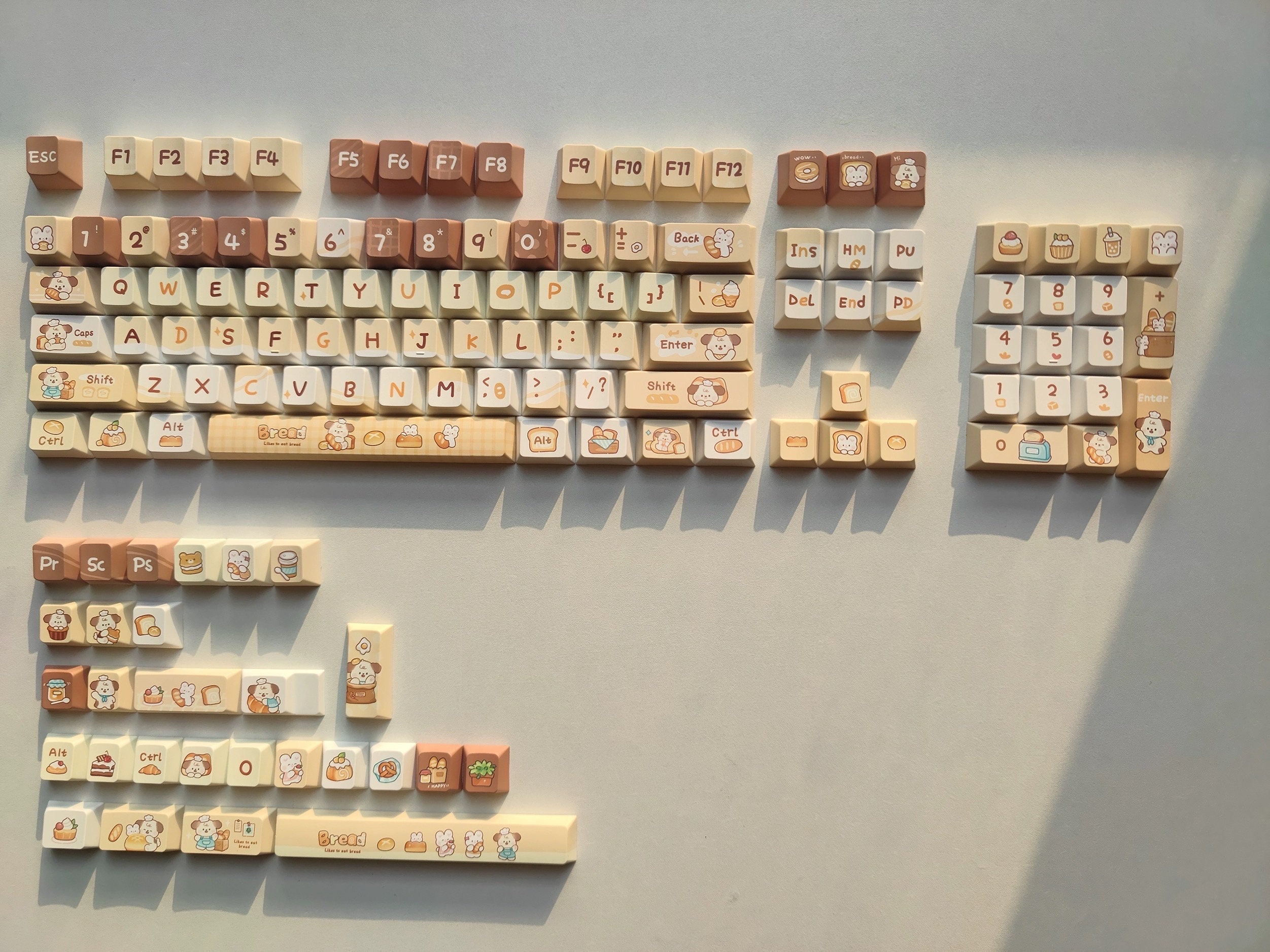 Bread Puppy English PBT 139 Keys Cherry Profile Keycaps Set, Cute ...