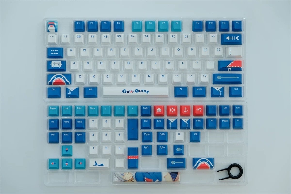 Hololive Gawr Gura PBT 130 Keys Cherry Profile Keycaps Set, Cute ...